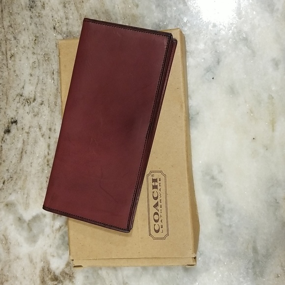 Coach | Bags | Vintage Coach Mahogany Brown Leather Checkbook Cover Nib ...